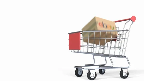 EBAY logo on boxes in shopping cart. Edi... | Stock Video | Pond5