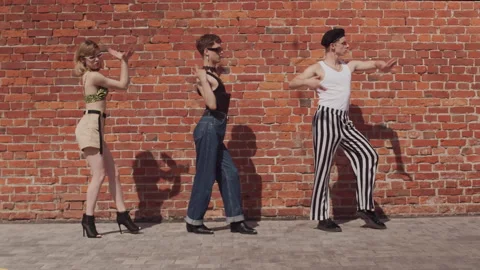 Eccentric Vogue Team Dancing Outdoors | Stock Video | Pond5