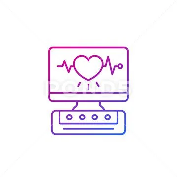 Ecg machine and heart diagnostics line icon Illustration #157606340