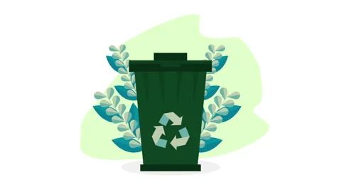 eco recycle bin pot animation | Stock Video | Pond5