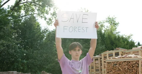 Ecology concept - save forest poster. Ac... | Stock Video | Pond5