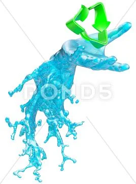 Ecology: helping liquid hand and recycling sign Illustration #22261008