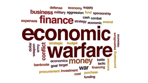 Economic warfare animated word cloud, te... | Stock Video | Pond5