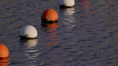 ECU OF WARNING BOUYS. 4K, FULL FRAME. ... | Stock Video | Pond5