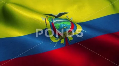 Ecuador flag waving in the wind. National flag of Ecuador. Sign of ...