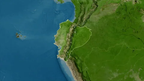 Ecuador map - extract. Border. Satellite... | Stock Video | Pond5