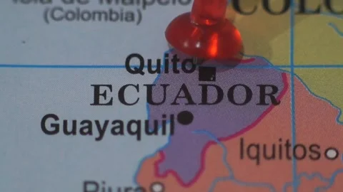 Ecuador Map With Red Push Pin Pointing, ... | Stock Video | Pond5