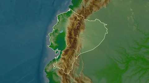 Ecuador map - solid. Regions. Physical. | Stock Video | Pond5