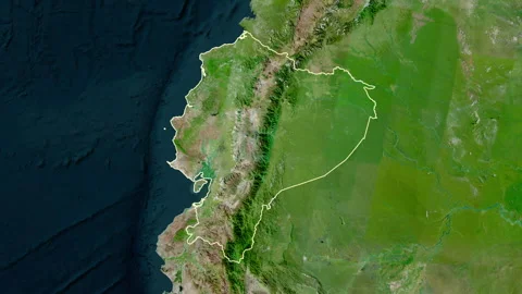Ecuador map - zoom. Border. Satellite. | Stock Video | Pond5