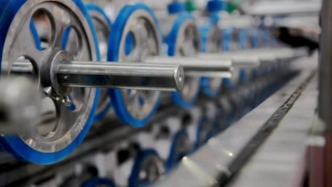 Edge bending machine rollers at laminate... | Stock Video | Pond5