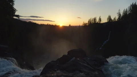 Edge of a Waterfall at Sunset | Stock Video | Pond5