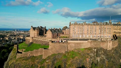 Edinburgh Castle on a sunny day - aerial... | Stock Video | Pond5