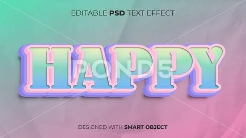 PSD Template: Editable PSD Text Effect of Happy for Title, Copy, Poster ...