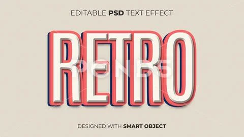PSD Template: Editable PSD Text Effect of Retro for Title, Copy, Poster ...