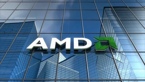 Editorial, AMD logo on glass building. | Stock Video | Pond5