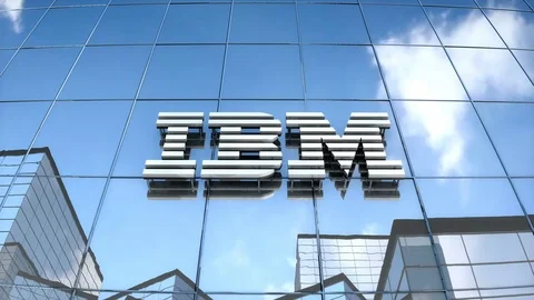 Editorial IBM logo on glass building. | Stock Video | Pond5
