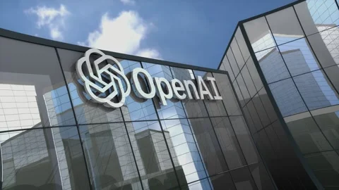 Editorial, OpenAI logo on glass building... | Stock Video | Pond5