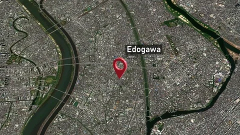 Edogawa City Map Zoom (Japan) from Space... | Stock Video | Pond5