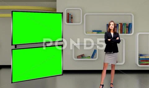 PSD Template: Education 005 TV Studio Set - Virtual Green Screen ...