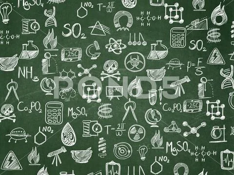 Education background: School Board with Hand Drawn Science Icons ~ Clip ...