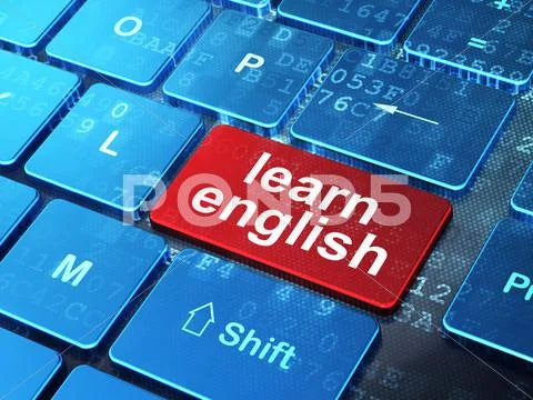 Education concept: Learn English on computer keyboard background ...