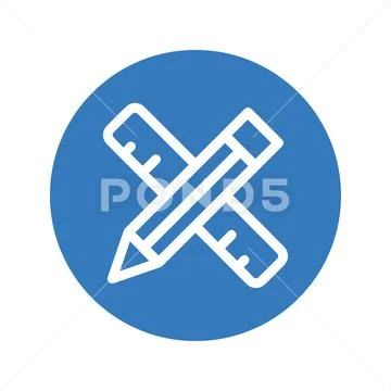 Education, pencil, scale, stationary icon / blue color: Graphic #237225377