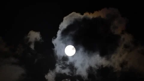 Eerie Night Sky Unveiled: Full Moon Time... | Stock Video | Pond5