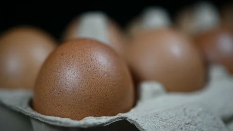 Eggs in a tray zoomed out revealing more... | Stock Video | Pond5