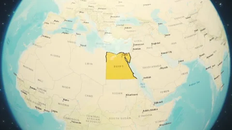 Egypt Map On Earth Globe - Flat Style | Stock Video | Pond5