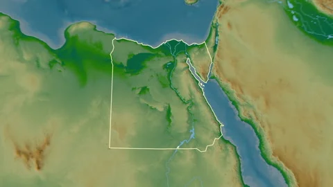 Egypt map - solid. Border. Physical. Lab... | Stock Video | Pond5