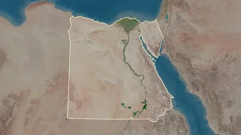 Egypt map - solid. Border. Satellite. La... | Stock Video | Pond5
