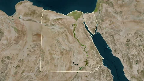 Egypt map - zoom. Border. Satellite. | Stock Video | Pond5