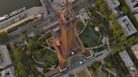 Eiffel Tower, Top down view, Paris, Cine... | Stock Video | Pond5