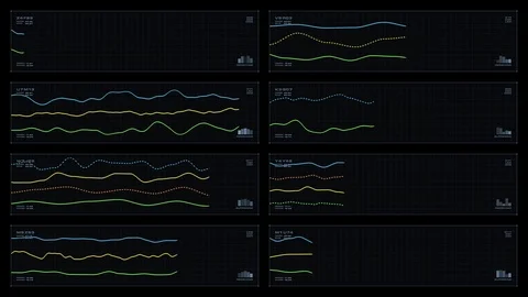 Eight-panel visual display of animated l... | Stock Video | Pond5