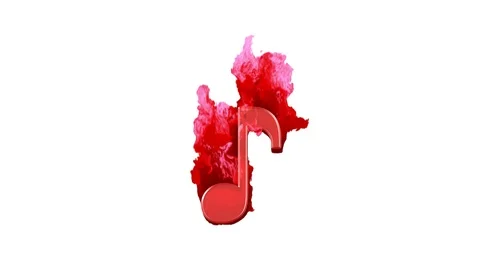 Eighth note burns dark fire on a white ... | Stock Video | Pond5