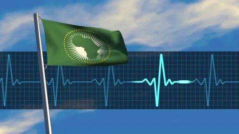 EKG display with African Union flag | Stock Video | Pond5