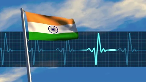 EKG display with Indian flag | Stock Video | Pond5