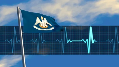 EKG display with Louisiana flag | Stock Video | Pond5