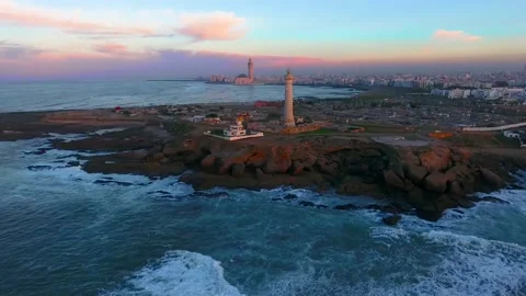 El Hank Lighthouse (Casablanca) Morocco | Stock Video | Pond5