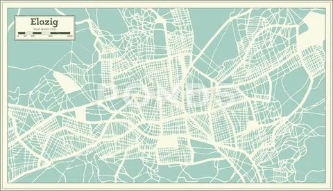 Elazig Turkey City Map in Retro Style. Outline Map.: Graphic #120587493