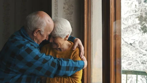 Elderly Caucason couple hugging head to ... | Stock Video | Pond5