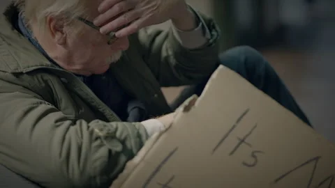 Elderly Homeless Man Suffering from Pove... | Stock Video | Pond5