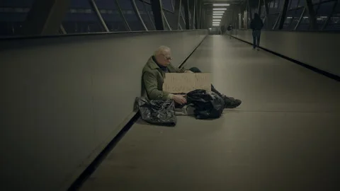 Elderly Homeless Man Suffering from Pove... | Stock Video | Pond5