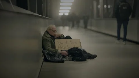 Elderly Homeless Man Suffering from Pove... | Stock Video | Pond5