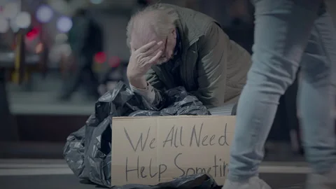 Elderly Homeless Man Suffering from Pove... | Stock Video | Pond5