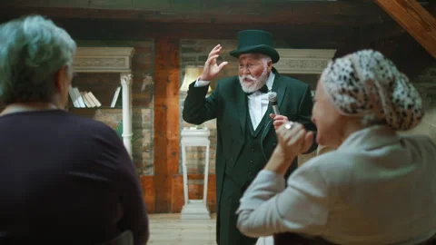 Elderly male comedian performing his sta... | Stock Video | Pond5