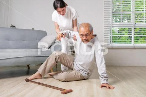 Elderly people accident slip and fall, Accident in home Stock Image #234797546