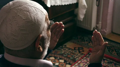 Elderly Turkish muslim man wearing praye... | Stock Video | Pond5