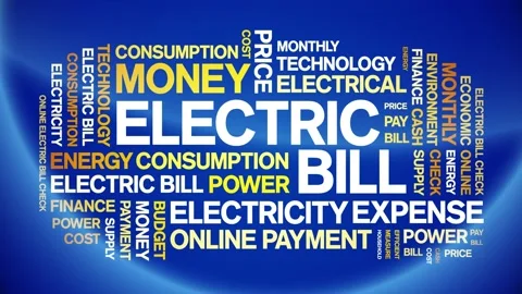 Electric Bill animated word cloud,text t... | Stock Video | Pond5