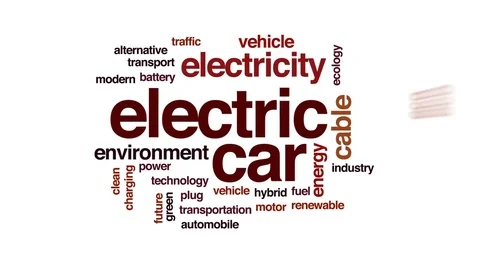 Electric car animated word cloud, text d... | Stock Video | Pond5